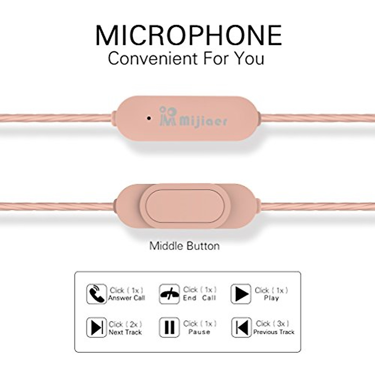 Mijiaer in-Ear Earbuds Wired, Wired Ear Buds with Microphone 3.5mm Jack Earphones Cute Headphones with Storage Case for Women, Girls, Teen Applicable for Small Ear (Rose Gold)