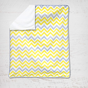 Pam Grace Creations 3 Piece Sunshine Yellow and Gray Chevron Crib Bedding Set