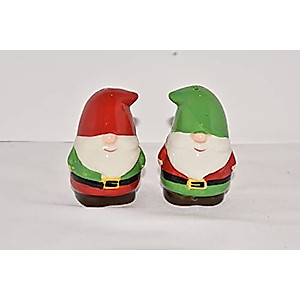 New 3" Adorable Santa Gnome Gnomes Ceramic Salt & Pepper Shaker Set