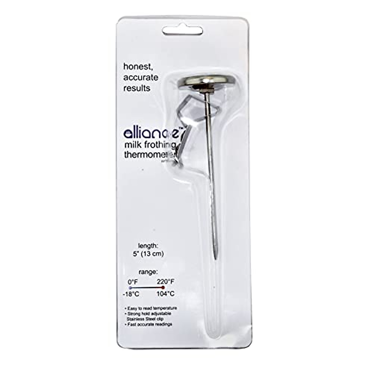 ALLIANCE BREW GEAR Milk Frothing Thermometer with Clip, White, One Size