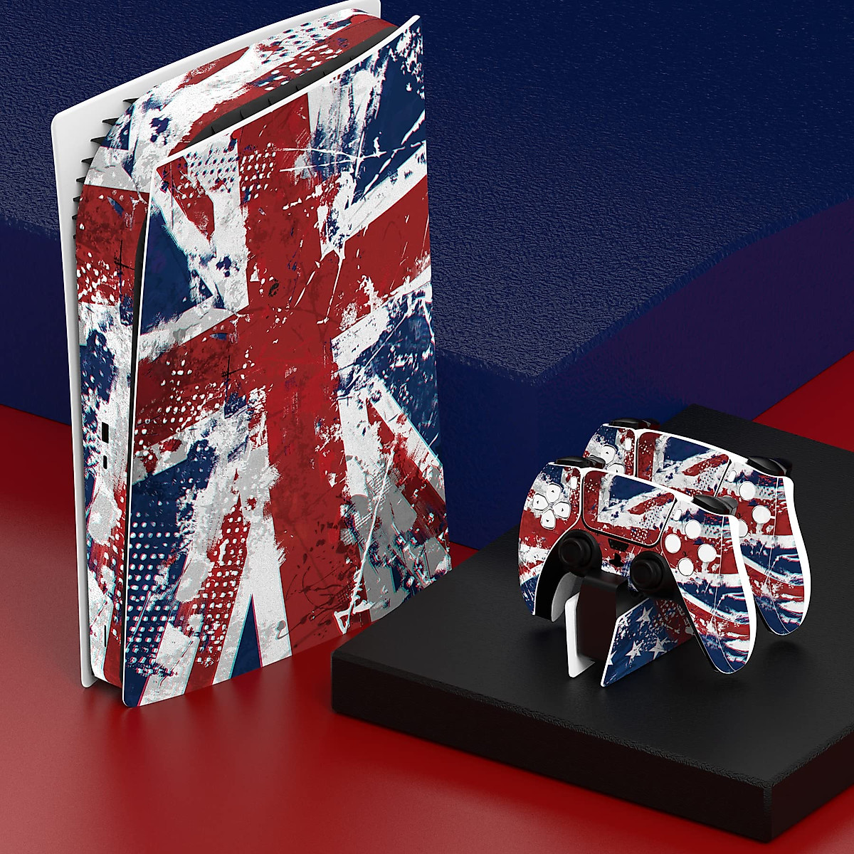 PlayVital Black Green Camouflage Full Set Skin Decal for PS5 Console Digital Edition, Sticker Vinyl Decal Cover for PS5 Controller & Charging Station & Headset & Media Remote