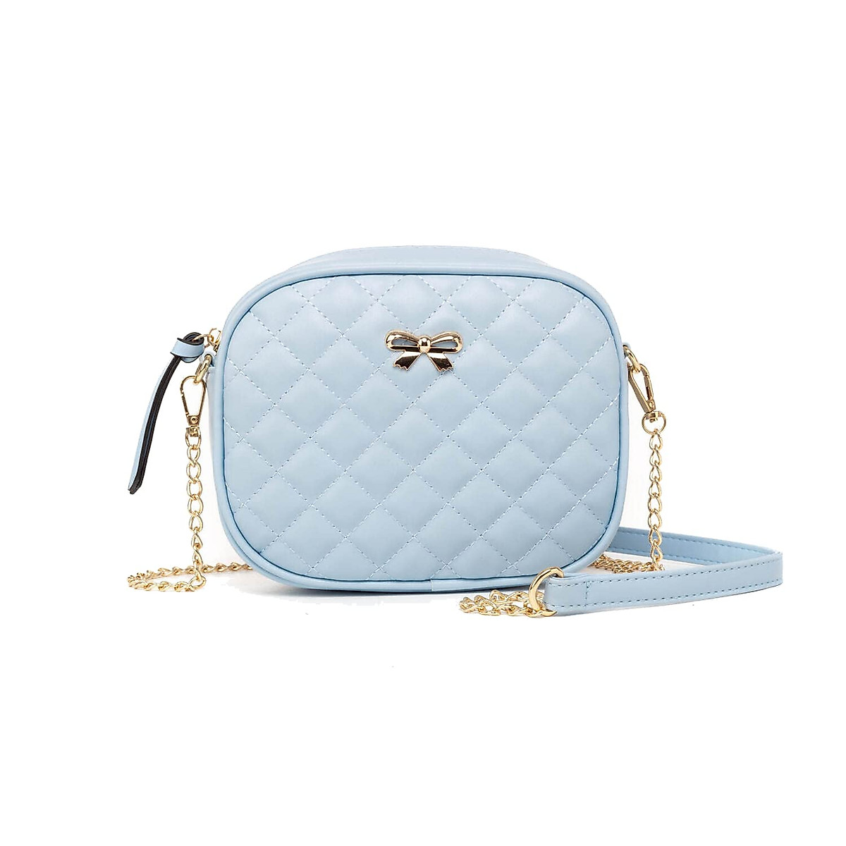 Womens Light Blue Shoulder Crossbody Purse - Girls Cute Small Pocketbook Handbag Quilted Leather Tote Bags Ladies Satchels