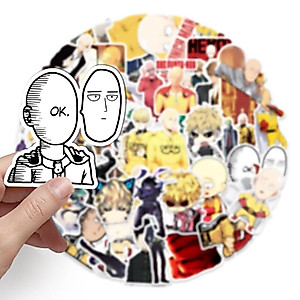 50Pcs One Manga Punch Anime Stickers Bike Trunk Travel Laptop Skateboard Waterproof Genoses Saitama Sticker Kid Toys Wholesale Papelería Impermeable Regalo Anime Pegatina Botella Teléfono Película