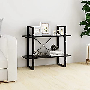 SLGSDMJ Industrial Style Open Office Bookshelf, Ladder Bookshelf, Shelving Unit, Closet Organizer, Multipurpose Storage Cabinet,2-Tier Book Cabinet Black 31.5"x11.8"x27.6" Chipboard