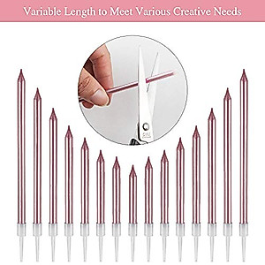 Beanlieve 24 Count Birthday Candles - Long Thin Cake Candles Slow Burning Candles for Birthday, Wedding, Lucky Party Decoration (Rose Gold)