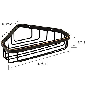 Design House 588939 6-inch Modern Wall-Mounted Stainless Steel Corner Shower Basket, Oil Rubbed Bronze