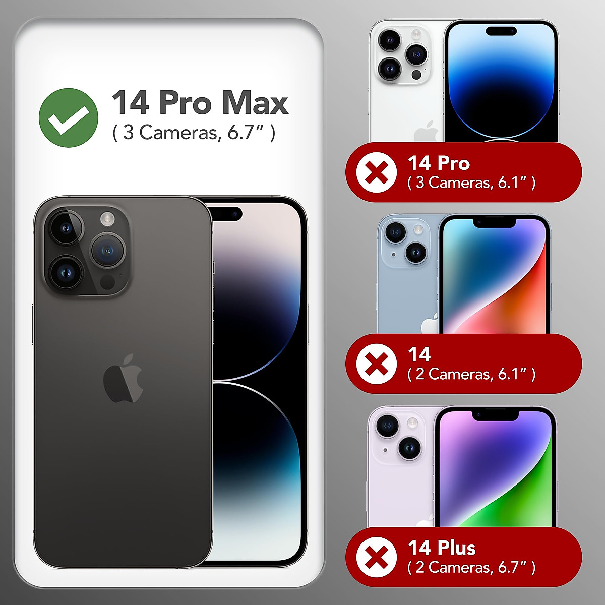 GONEZ for iPhone 14 Pro Max Case Silicone, Compatible with MagSafe, with Screen Protector + Camera Lens Protector, Liquid Silicone Shockproof Protective iPhone 14 ProMax Case 6.7", Black