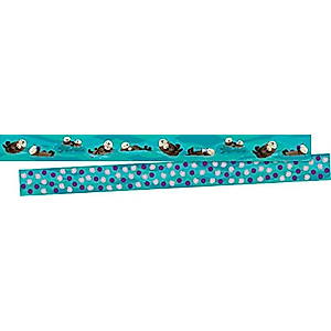 Barker Creek Double-Sided Border Set of 4, Sea & Sky, Multi-Design, 35' Each of 4 Designs, Otters, Eagles, Salmon, Whales, Total of 140' of Double-Sided Border in Set (3865)