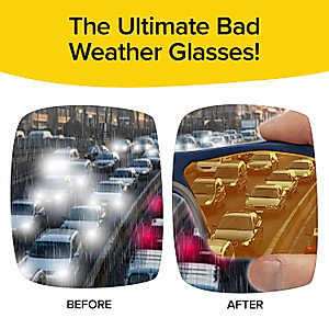 BattleVision Storm Glare-Reduction Glasses by BulbHead, See Clearly During Bad Weather Day or Night, Great for ALL Weather Conditions, Optimize Light & Block Blue Rays, Unisex Design, 2 Pairs
