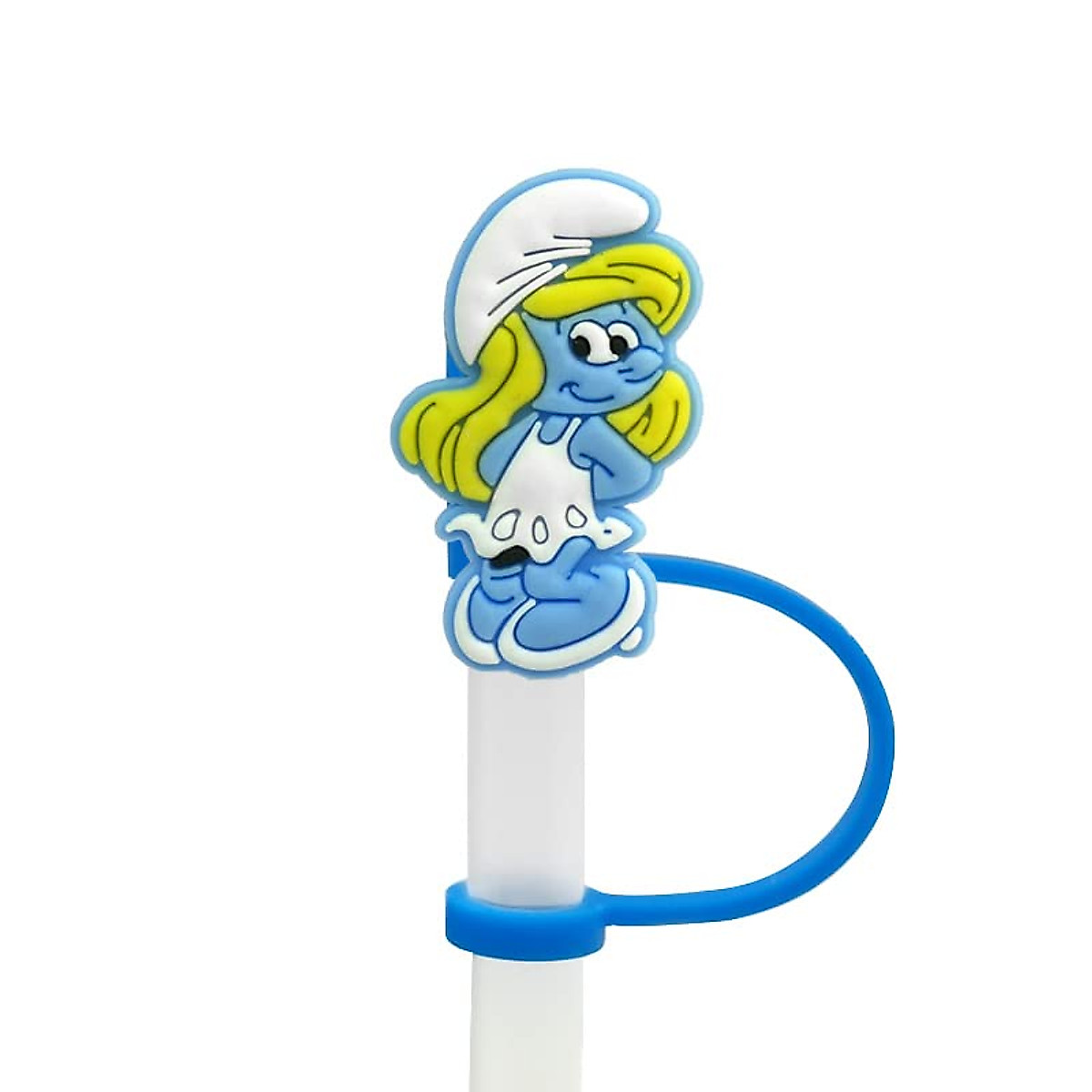 Cute Cartoon Kids Blue Wizard Straw Tips Covers,Food Grade Reusable Silicone Straw Tip,funny Straw Covers Cap Plugs,Anti-dust Soft Straw Toppers Drinking Straw Tips Lids for 6-10 mm