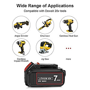 Lenoya 7000mAh Replacement for Dewalt 20V Battery DCB207 2Packs