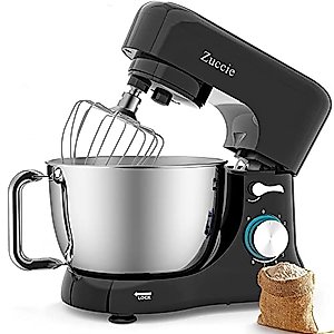 Stand Mixer, Zuccie 4.8QT Kitchen Electric Stand Mixer, 380W Motor Power Food Mixer, 8+P-Speed Dough Mixer with Dough Hook, Wire Whip & Beater, Black