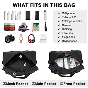 Kono Travel Duffel Bag 20L Under Seat Carry-on Bag Sports Tote Gym Bag Weekender Overnight Bags 15.75"x9.84"x7.87" Black