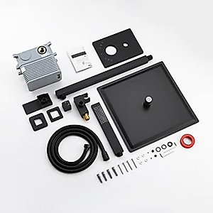 KES Shower System 12 Inch Rain Shower Head with Handheld Spray Shower Faucets Sets Complete Pressure Balance Shower Valve and Trim Kit Matte Black, XB6230S12-BK