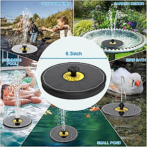 Yzert Solar Bird Bath Fountains,3.5W Glass Panel Solar Fountain Pump for Bird Bath No Battery,Solar Water Fountain Outdoor With 4 Fixed Pipes 7 Nozzles(Black)