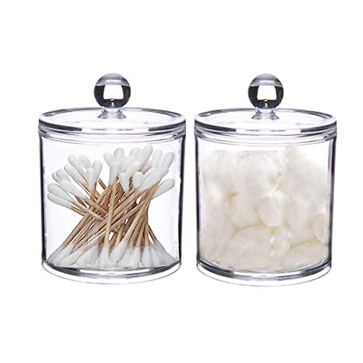 DS. DISTINCTIVE STYLE Bathroom Organizer Cotton Ball Holder Clear Canisters Acrylic Apothecary Jars with Lids (10oz&22oz)