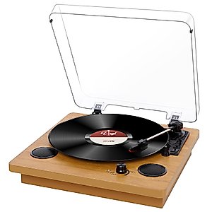 Record Player, Popsky 3-Speed Turntable Bluetooth Vinyl Record Player with Speaker, Portable LP Vinyl Player, Vinyl-to-MP3 Recording, 3.5mm AUX & RCA & Headphone Jack