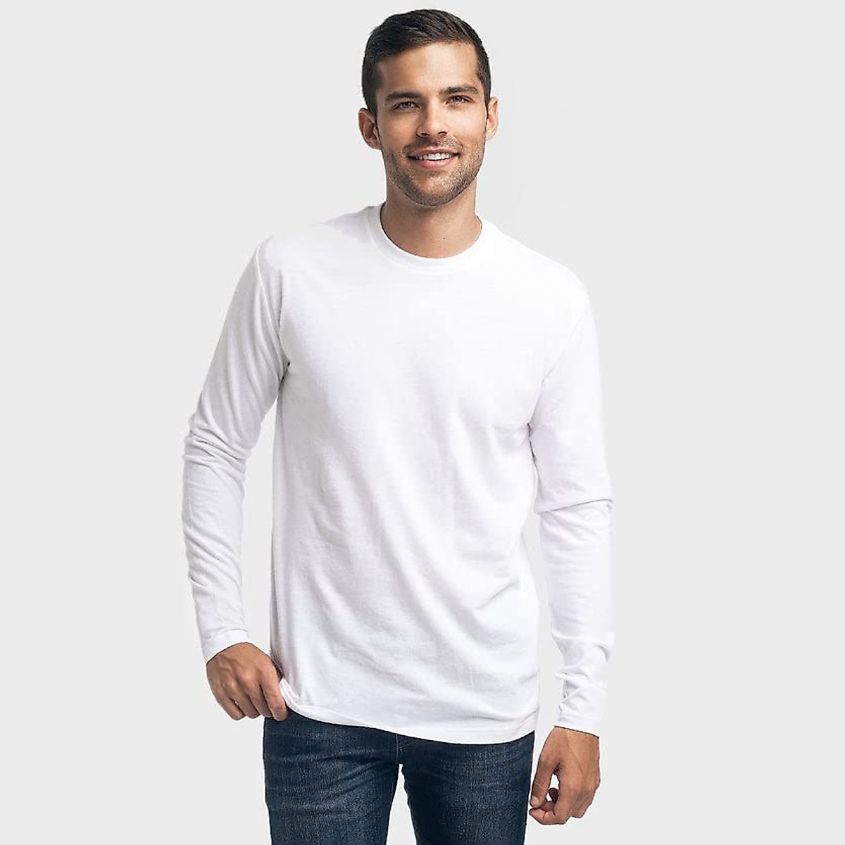 True Classic Long Sleeve Shirts for Men, Premium Fitted Crew Neck T-Shirts and Gifts for Men. White, XL
