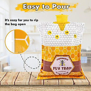 Big Fly Traps Outdoor Hanging, 8 Natural Pre-Baited Fly Bag Outdoor Disposable, Fly Hunter Stable Horse Ranch Fly Trap, Fly Catcher Killer Repellent Control for Mosquito Bug Barn Farm Patio & Camping