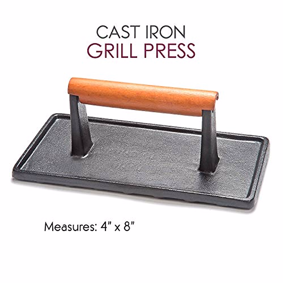 Cast Iron Stove Top Griddle Set & Griddle Accessories, Grill Pan, Includes Reversible Cast Iron Griddle, Stove Top Griddle Press, and Grill Pan Scrapers, Grill Plate measure 17 x 9 inch, Black