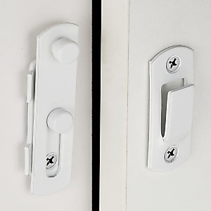 INIRET 4 Packs Barn Door Latches，2.75” x 2.02” White Stainless Steel barn gate flip Door Latch Bi-fold Door Lock,Sliding Door Antique Lock Gate Latches Wine Cabinet Closet Door Latches，White Finish