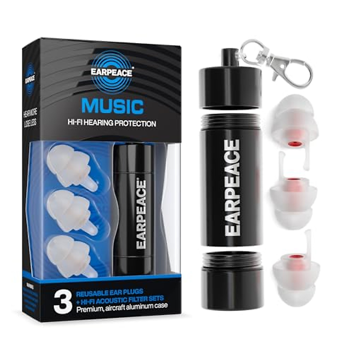 EarPeace Music - High Fidelity Concert Ear Plugs - Ear Protection for Concerts, Musicians and Live Events with Loud Music - Reusable/Hypoallergenic Earplugs - Noise Reduction Up to 26dB
