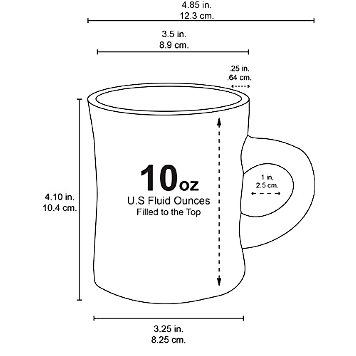 Culver 10-Ounce Ceramic Retro Diner Style Heavyweight Restaurant Mug, Two-finger C-handle (White, 1)