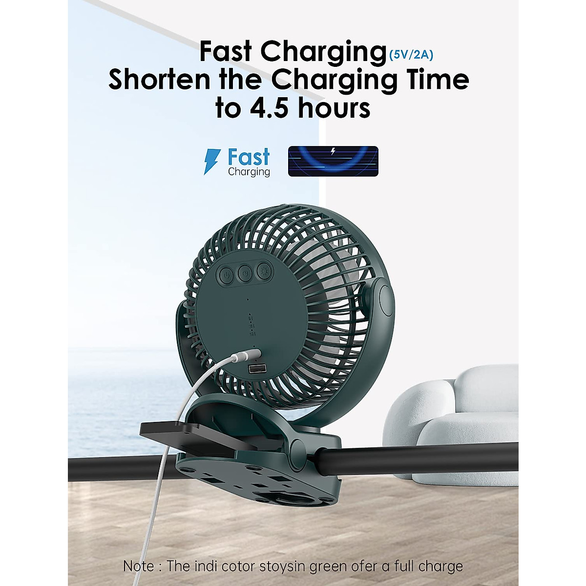 Camping Fan with Remote Control - 65Hrs 12000mAh Rechargeable Fan, 3 Speeds & Timing Battery Powered Fan with Light & Hook, Tent Fan for Camping, Camp Fan for Tent, Battery Operated Fan, Green