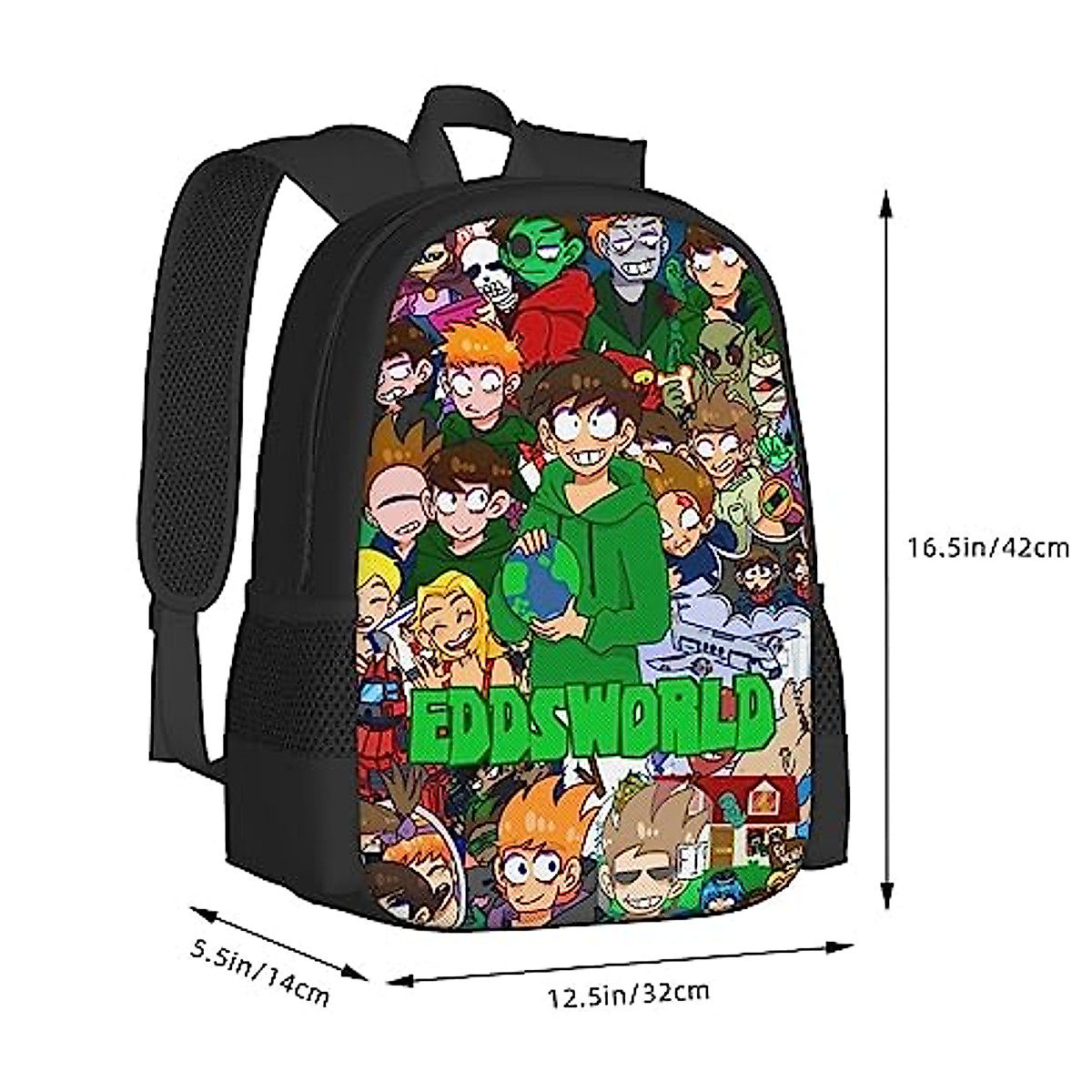 GLGFAS Eddsworld Backpack Large Capacity Leisure Travel Backpack Book Bag Outgoing Daypack 12.5x5.5x16.5 inch