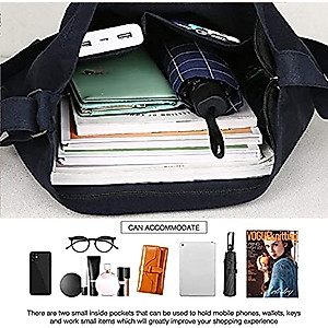 2/4 Pieces Canvas Tote Bag For Women Retro Large Size Canvas Hobo Bag Canvas Shoulder Bag Crossbody Handbag Casual Tote (Black, Light grey)