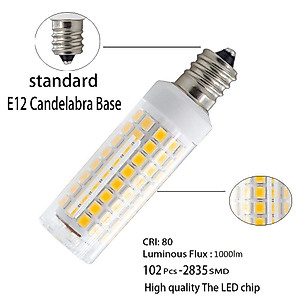 Lxcom Lighting 10W E12 LED Corn Light Bulb(4 Pack)- 2835 SMD 102LEDs E12 Dimmable 100 Watt Equivalent 1000LM Daylight White 6000K Chandelier Bulbs Decorative E12 Base for Home Lighting, AC110-120V