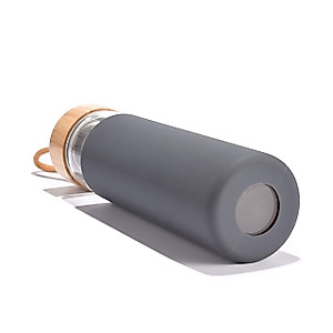 Yomious 20 Oz Borosilicate Glass Water Bottle with Bamboo Lid and Silicone Sleeve – Reusable BPA Free – Cute Drinking Bottle for Women - Shaker Bottle