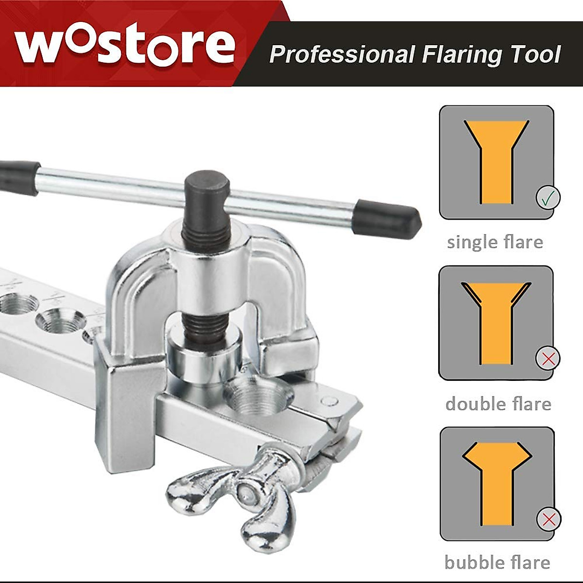 Wostore Flaring Tool Set Tubing Pipe 7 Dies of 3/16-5/8 Inch kit in HVAC for plumbing Copper