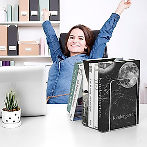 MaxGear Book Ends Clear Acrylic Bookends for Shelves, Non-Skid Bookend, Heavy Duty Book End, Book Holder Stopper for Books/Movies/CDs/Video Games (2 Pairs)