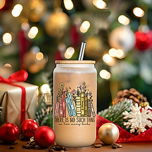 LEADO 16 oz Glass Cups with Lid and Straw - Book Gifts, Book Lovers Gifts - Bookish Gifts, Birthday, Christmas Gifts for Book Lovers, Readers, Bookworm - Book Themed Gifts, Book Accessories