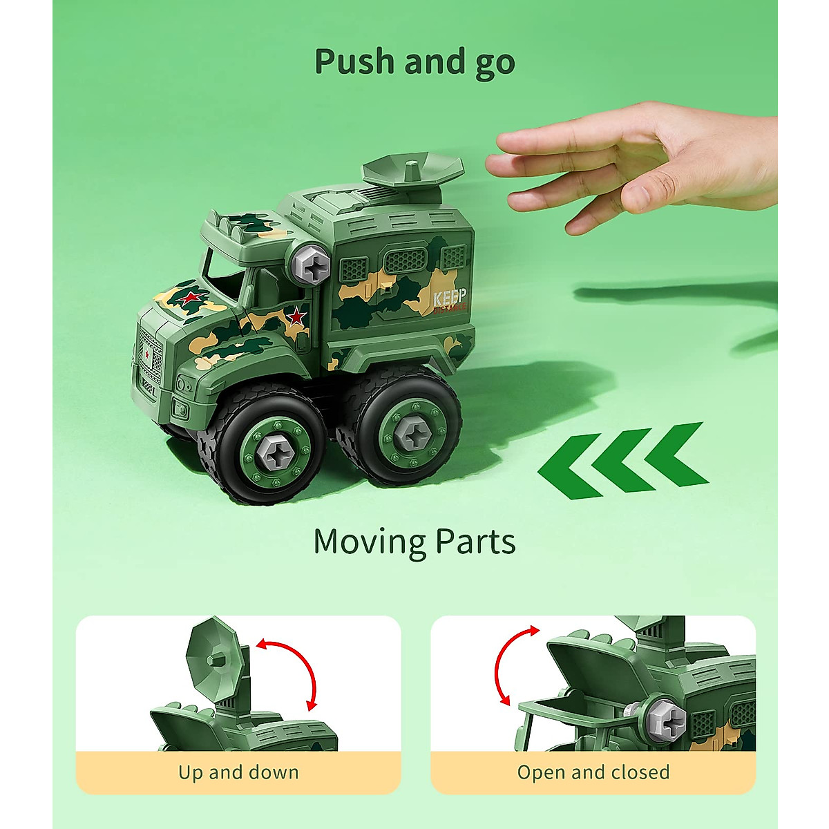 Geyiie Take Apart Toys for Kids, Army Building Truck with Electric Drill, Stem Toy DIY Assembly Military Vehicles Construction Tool Toy Gift for Toddler 3-8