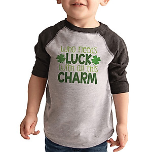 7 ate 9 Apparel Kid's St. Patrick's Day Shirts - Who Needs Luck Grey Shirt 2T