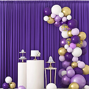 10ftx10ft Purple Wrinkle-Free Backdrop Drapes Curtains, Purple Polyester Background Decorations for Wedding Home Party Supplies