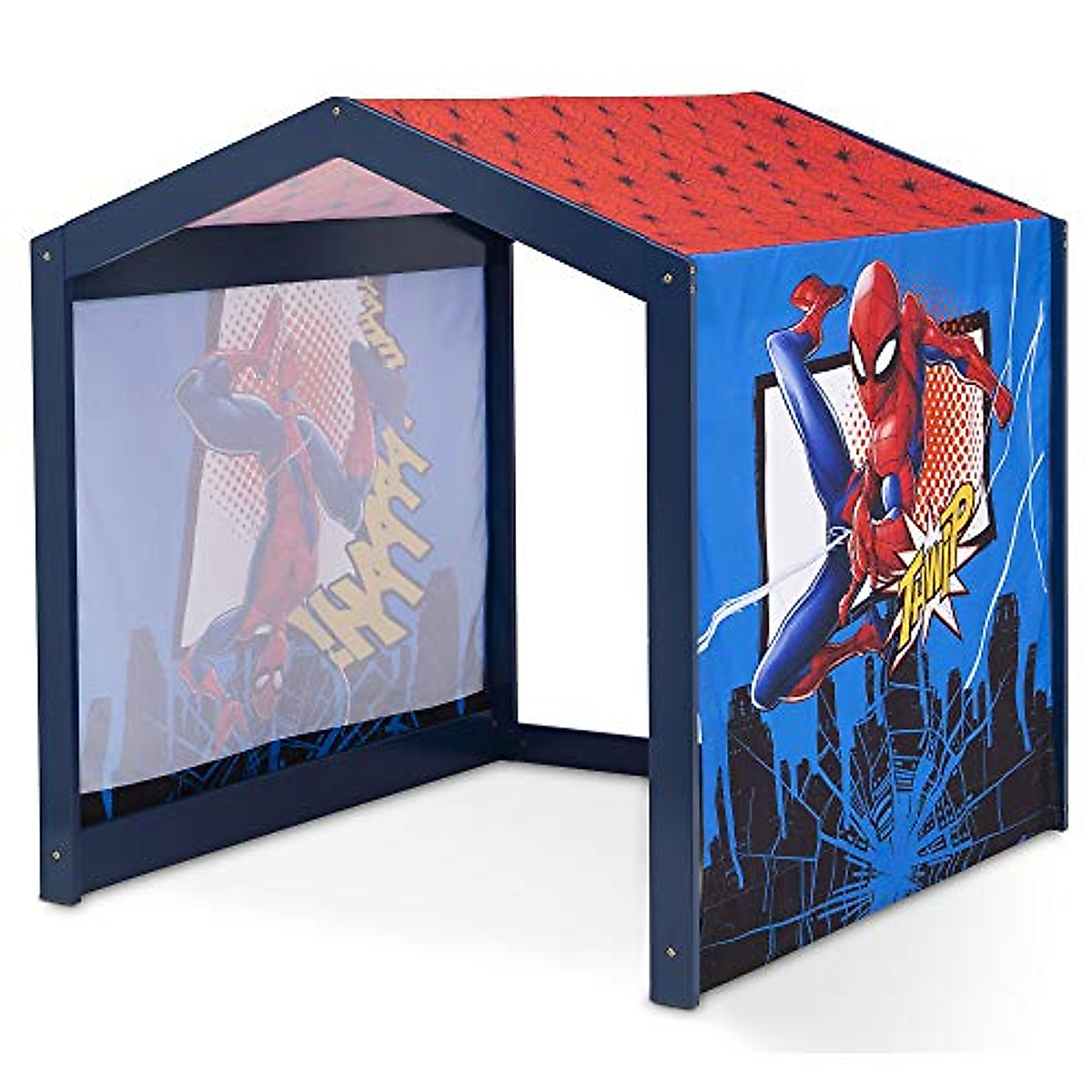 Marvel Spider-Man Indoor Playhouse with Fabric Tent for Boys and Girls by Delta Children, Great Sleep or Play Area for Kids - Fits Toddler Bed, Greenguard Gold Certified