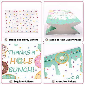 Levfla 24 PCS Donut Candy Bags Sprinkles Goodie Bags Thanks A Hole Bunch Stickers Sweet Doughnut Favor Ideas Kids Birthday Party Bash Decoration Supplies