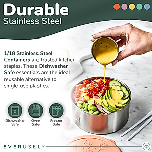 Everusely Stainless Steel Containers With Lids, Stackable Toddler Snack Containers, Leak-Proof Stainless Steel Lunch Box for Kids, Metal Food Storage Containers, Bento Box for Salad, Kids Lunch Box
