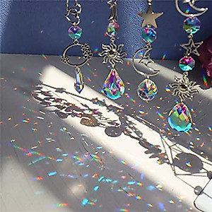 5 PCS Crystal Sun Catcher Pendant Hanging Ornament Decoration Crystal Ball Prism Rainbow Suncatchers for Windows Home Garden Decoration