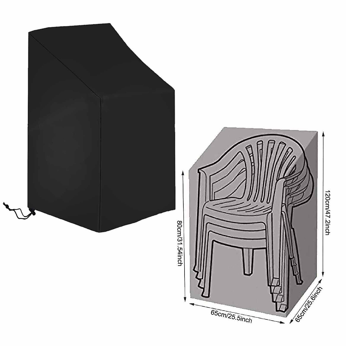 Outdoor Chair Covers Waterproof, Stackable Patio Chair Covers, Outdoor Furniture Covers, Durable 600D Oxford Barstool Chair Covers, Fits for 4-6 Stackable Dining Chairs,25.2"Lx 25.2"Wx 47.24Hx 27.56"H