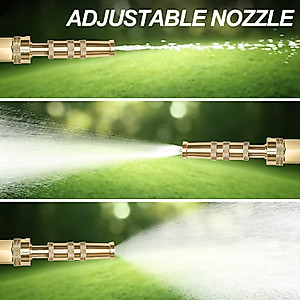 Metal Garden Hose 100FT, Stainless Steel Heavy Duty Water Hose with Brass Nozzle, Sturdy and Lightweight, No Kink & Tangle, Easy to Use & Store, Suitable for Yard and Lawn