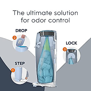 Diaper Genie Complete Diaper Pail (Blue) with Antimicrobial Odor Control | Includes 1 Diaper Trash Can, 1 Refill Bags, 1 Carbon Filter