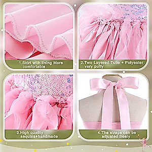 Pink Tutu Dress for Toddler Girls Pink Sequin Tulle Fancy Princess Dresses for Girls Prom Birthday Party Outfit 3-4T