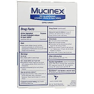 Mucinex 12-Hour Chest Congestion Expectorant Tablets, 20 Count (Pack of 2)