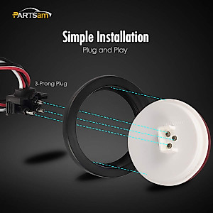 Partsam 8Pcs 4" Round Red LED Trailer Tail Light, 4 Inch Round Led Stop Turn Tail Lights Brake Brake Trailer Lights for RV Trucks, Rubber Grommets and 3-Prong Wire Pigtails Included