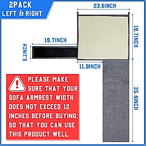 Cat Scratcher Furniture Protector Set of 2, Cat Scratch Mat Sofa Protection with Natural Sisal for Furniture Couch Chair Sofa Cat Care Pad (Dark Gray)