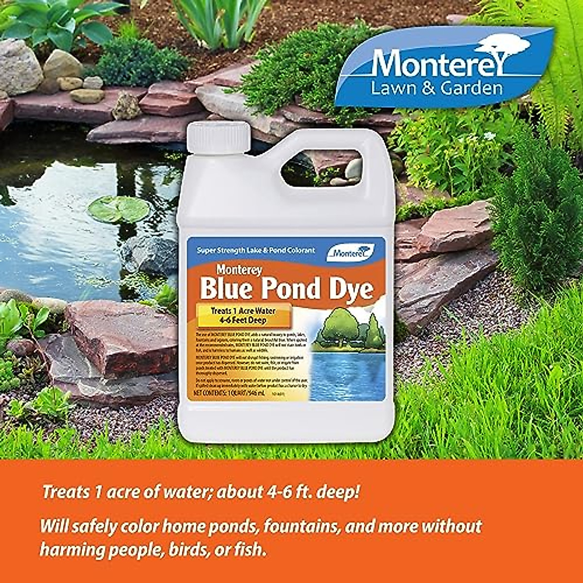 Monterey LG1165 Pond Water Treatment Dye, 1 Quart, Blue